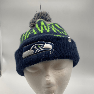 Seattle Seahawks 47 Brand Winter Hat. Blue/Grey Beanie Cap. NFL ...