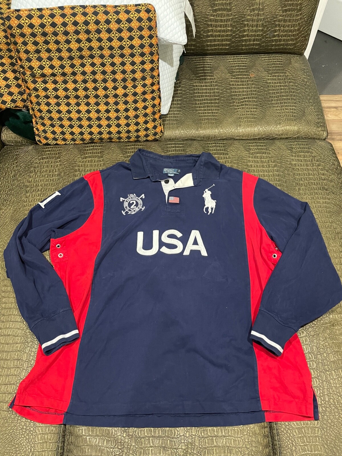 Ralph Lauren Rugby Polo Vintage BIG PONY USA NAVY/RED… - Gem