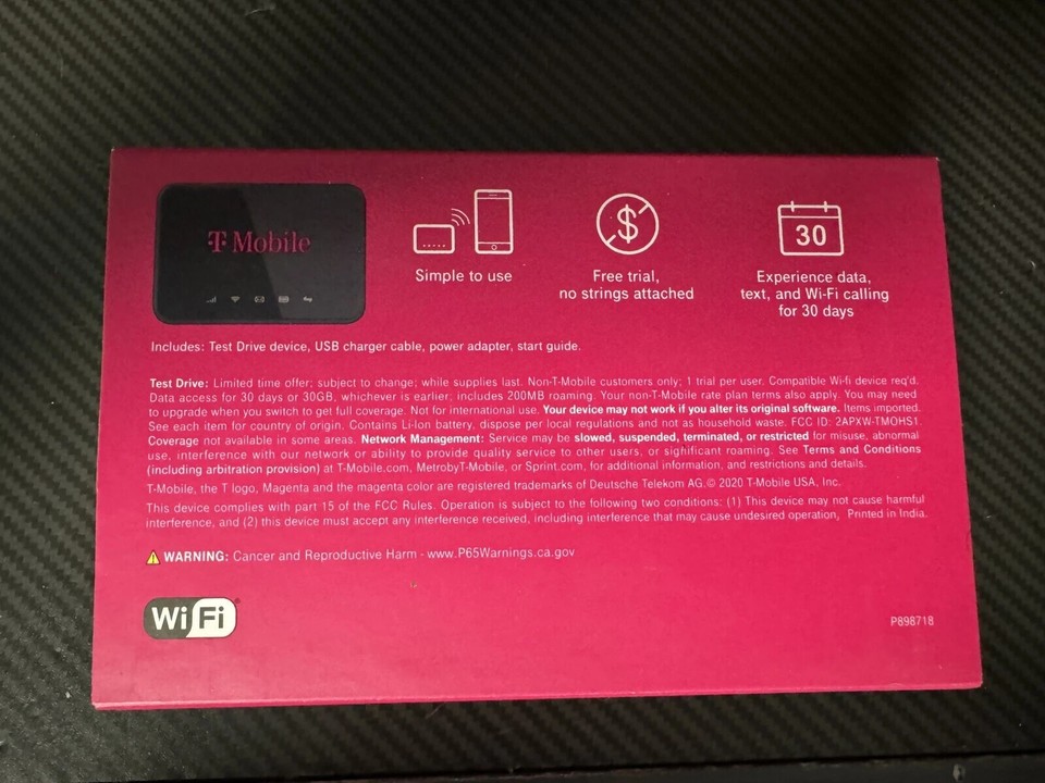 T-Mobile Brand New Test Drive WiFi Hotspot Device - TMO Hotspot HS1 BLK ...