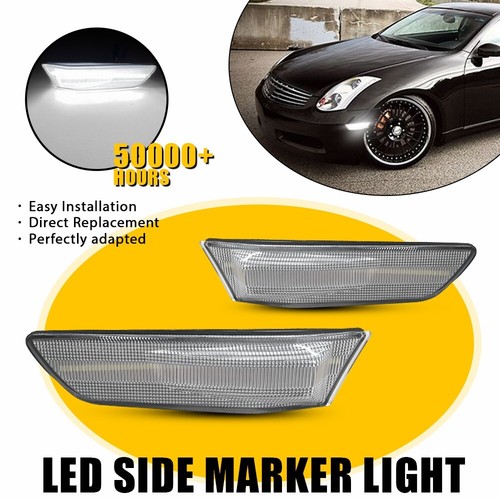 For 2002-2007 Skyline Nissan V35 Coupe LED Side Marker Lights Clear Lens White | eBay