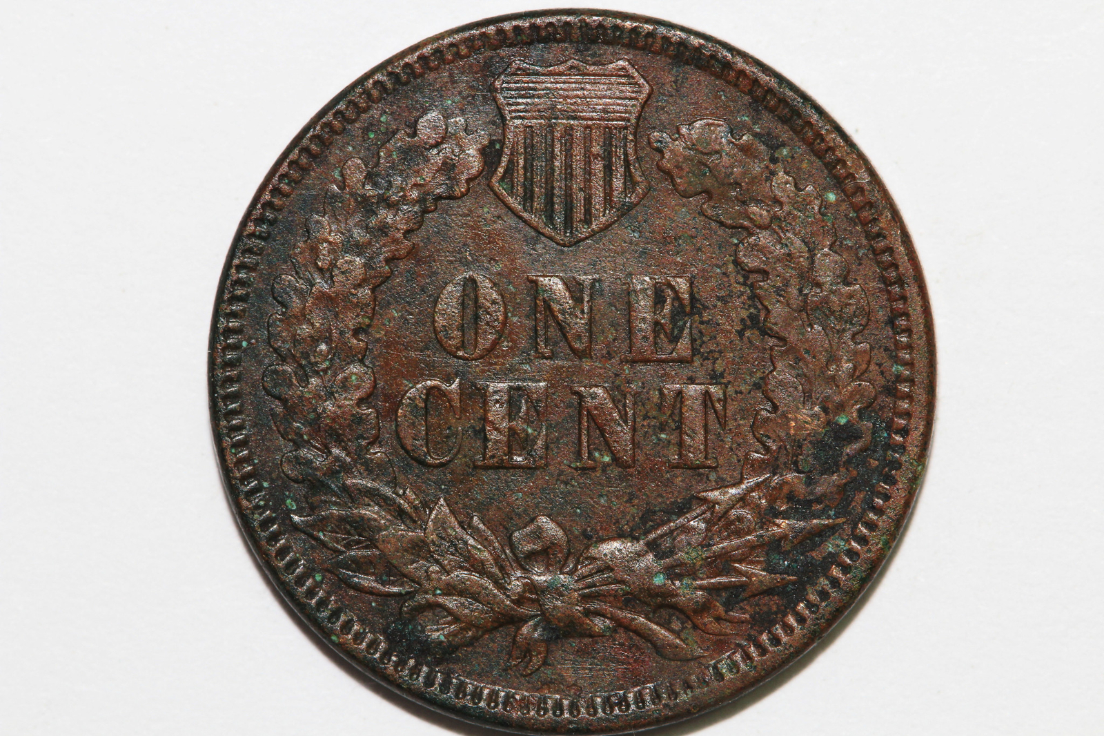 1873 Closed 3 Indian Head Small Cent Env. Damage Rev. Coin Grades AU ...