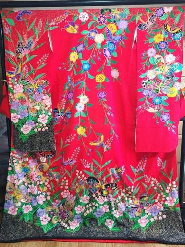 Red Furisode Kimono Large Drag Kakeshi Wedding | eBay