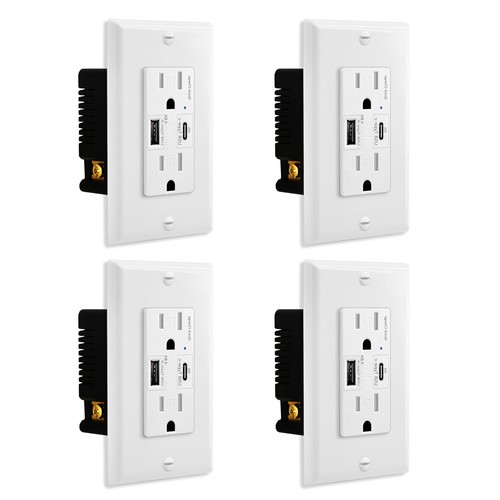 4PCS 4.8A Quick Charge USB Type C Outlet Receptacle 15A Tamper ...