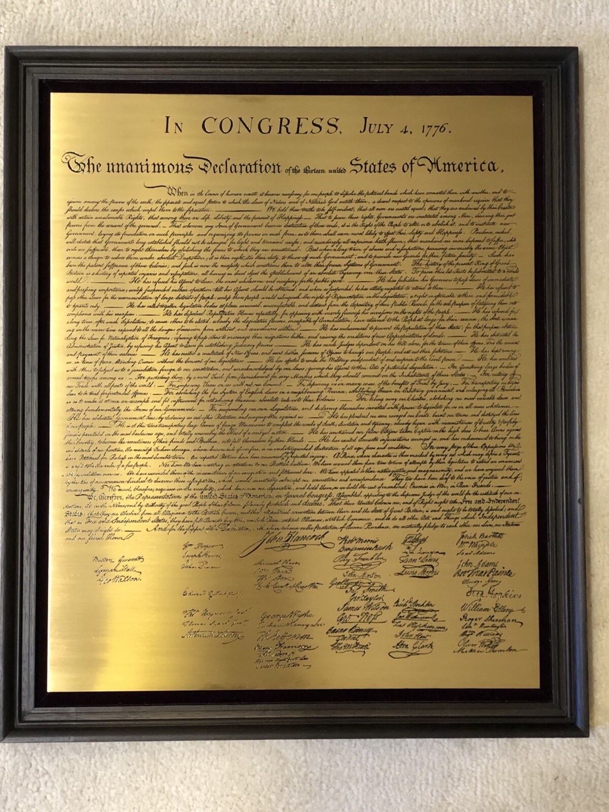 ️ Vintage DECLARATION OF INDEPENDENCE🚨Engraved Brass Plaque 🚨50 Years ...