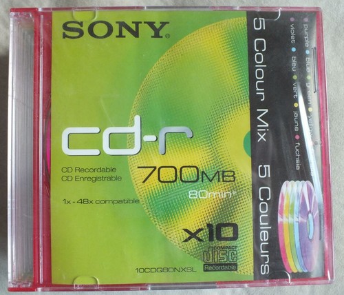 Lot 10 x CD-R SONY CDQ-80NXSL - 700 Mo 80 min 48x - boîtiers slim 5 ...