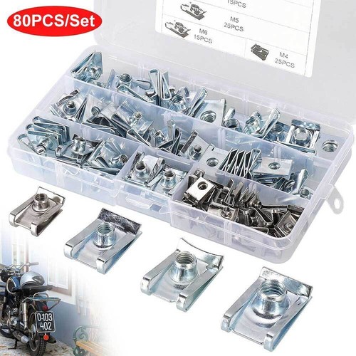 80X U Nut Spring Nuts M4 M5 M6 M8 Clips Fairing Panel Speed Chimney ...