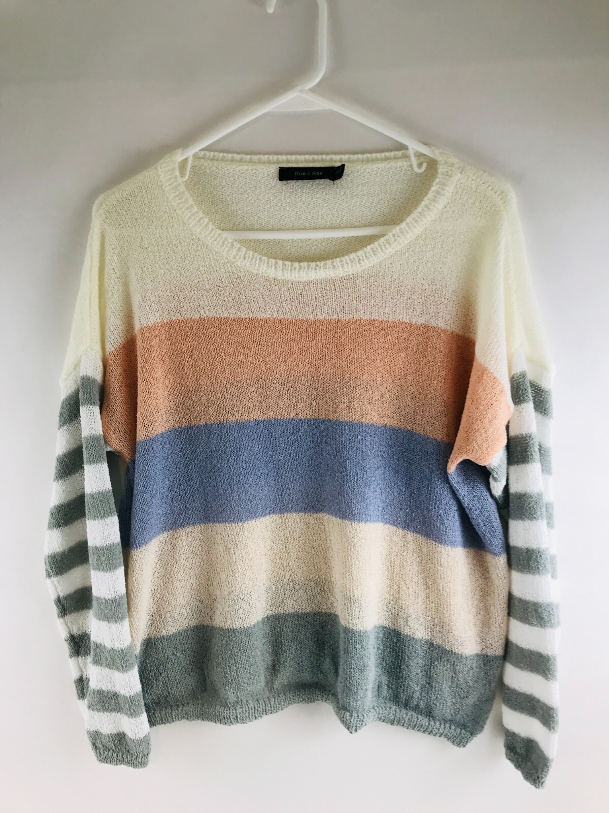 Doe & Rae Sweater Women's Size S Multicolor Stripe Pullover Round Neck Long Slv | eBay