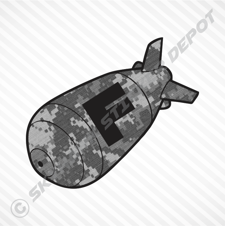 6" F Bomb US Army Camo Vinyl Decal Bumper Sticker Nuke Atomic JDM Car ...