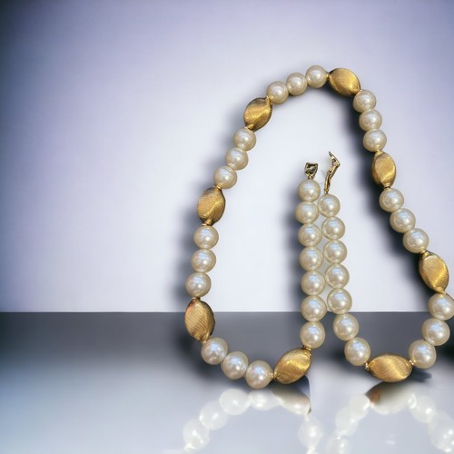 Vintage Napier Large Faux Pearl Gold Bead Necklace Chunky Mod Statement ...
