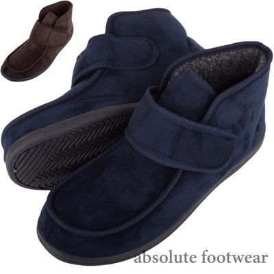 Mens / Gents Microsuede EE Wide Fitting Slippers / Boots with Ripper ...