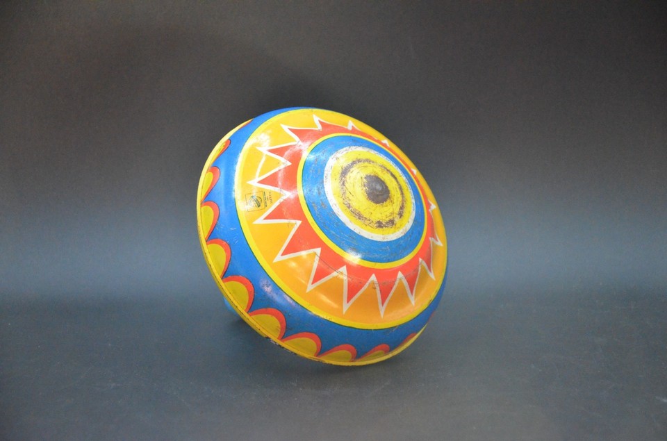Vintage Tin Top Push-Down Spinning Toy - WORKING | eBay