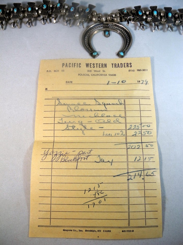 Vintage Navajo Squash Blossom Necklace, R. Yazzie Signed, Original ...