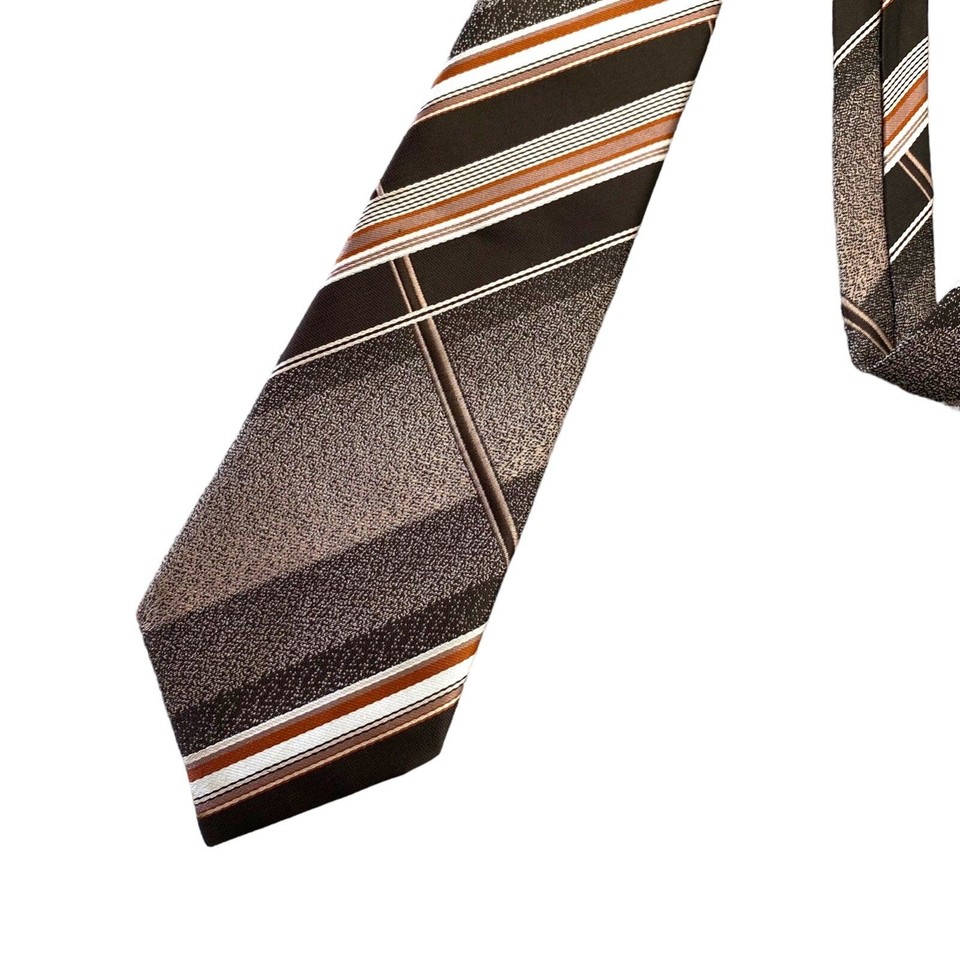 C & A Vintage Mens Tie Brown Stripe Made In UK Retro 1980s Smart Tie Polyester | eBay UK