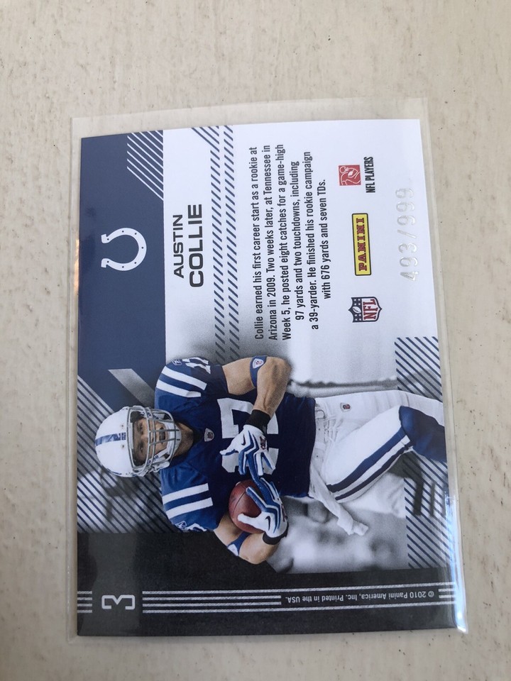 2010 Donruss Elite Chain Reaction Gold Colts Card #3 Austin Collie 493/ ...