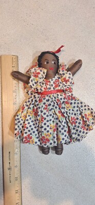 Vintage Antique Black Folk Art Souvenir African American Rag Doll Cloth ...