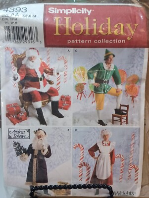 4393 Simplicity SEWING Pattern Costume CUT Adult Santa Mrs Claus Elf xs ...