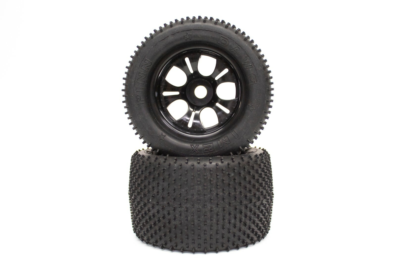 IMEX 3.2" Pinn Dawg Tires (Soft) & Falcon Black Rims (1 Pair) 17/14mm ...