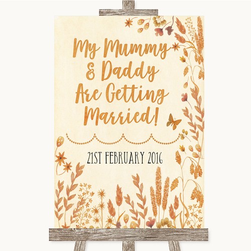 Autumn Leaves Mummy Daddy Getting Married Personalised Wedding Sign | eBay