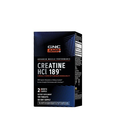 GNC AMP Creatine HCL 189 , 120 tablets , 60day supply , EXP-12/2026 ...