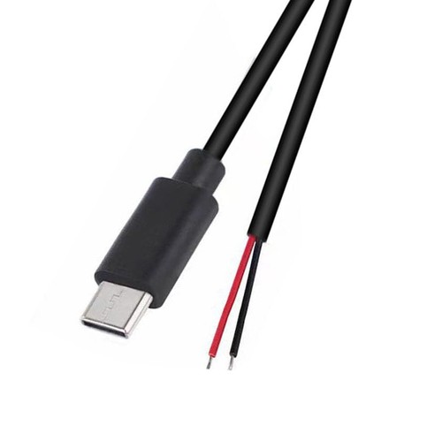 Male USB Type-C Pigtail Extension 2 Pin Bare Wire Power Cable 22AWG 5V ...