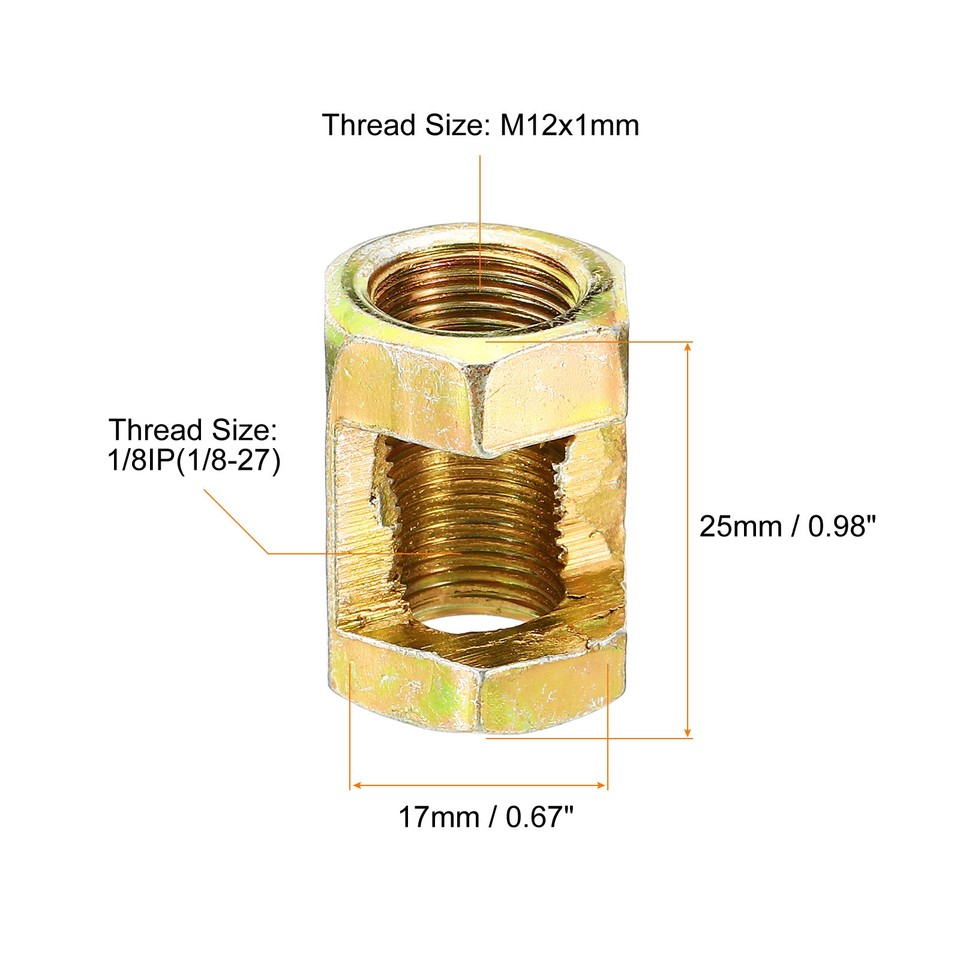 6pcs 1/8IP to M12x1mm Hex Coupling Nut Female Connector 25mm Sleeve Nut ...