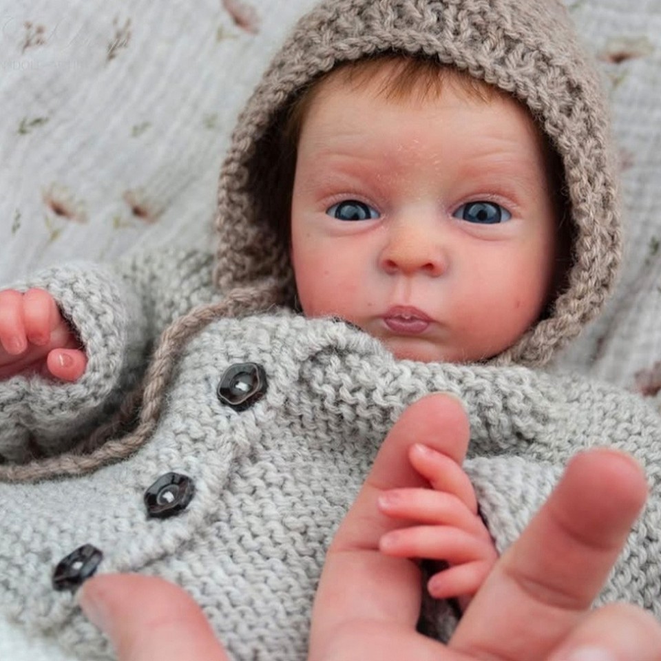 Painted Reborn Baby Doll 15" Finished Toddler Doll Rooted Hair Cloth ...