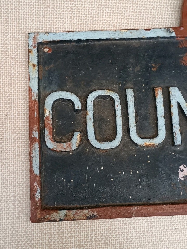 VINTAGE CAST IRON 'COUNTY POLICE' STATION SIGN 63 X 35CM | eBay UK