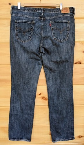 Levi's 505 Women's Straight Fit Jeans Size 14M Blue Distressed Stretch ...