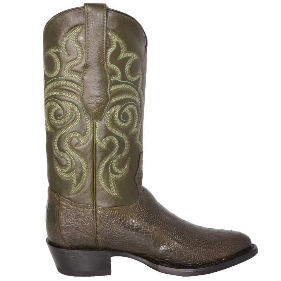 LOS ALTOS MEN OLIVE GREEN GENUINE OSTRICH LEG J-TOE WESTERN BOOT D ...