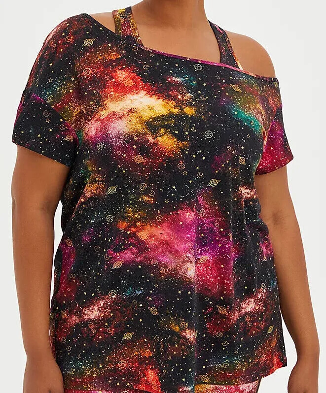 Torrid Off Shoulder Wicking Active Tech Tee Galaxy Black 5 5x 28 # ...
