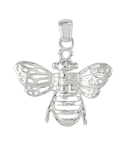 Solid 925 Sterling Silver Bee Pendant with Movable Wings NO Chain 25 x ...
