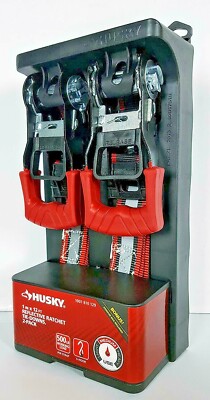 Husky 1 in. x 12 ft. H Strength Reflective Straps Ratchet Tie Down ...