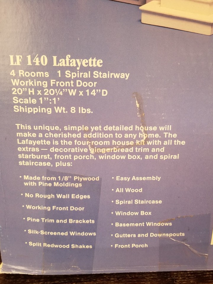 Vintage Dura Craft Lafayette Mansion in Miniature Dollhouse Kit NEW in ...