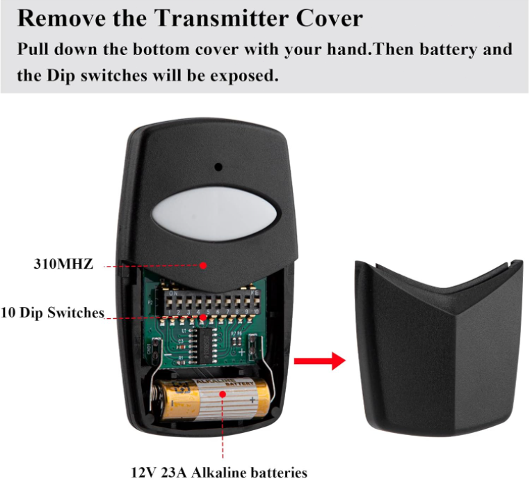 Garage Door Remote for 8Dip Switch 310MHz Linear Delta DT DTA DTD DTC ...