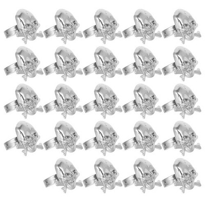 24pcs Kids Pirate Rings Finger Rings Pirate Dress UP Accessories Silver ...