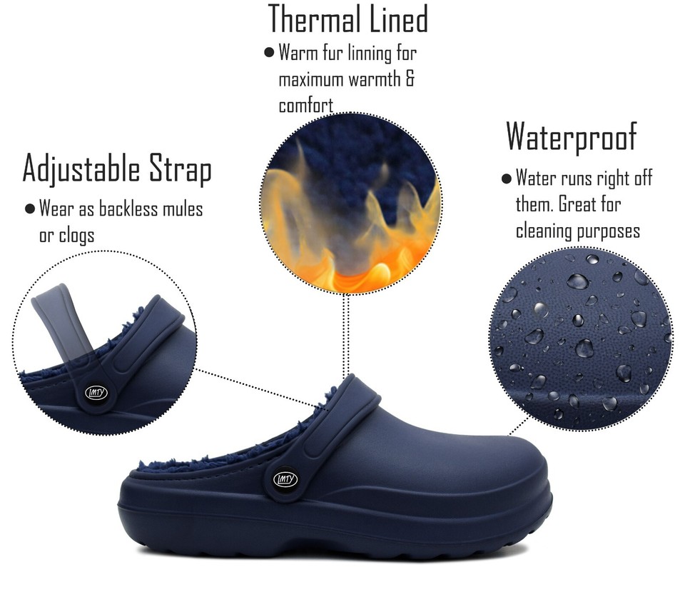 Womens Clogs Warm Fleece Lined Thermal Waterproof Garden Clogs House ...