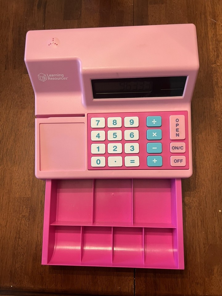 LEARNING RESOURCES Pretend & Play PINK CASH REGISTER CALCULATOR | eBay