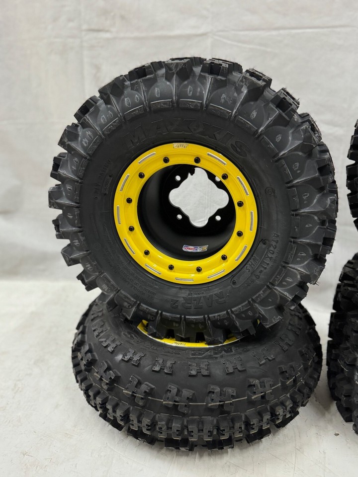 DWT G3 Beadlock Rims Maxxis Razr 2 Tires Front/Rear Honda TRX 250R 450R ...