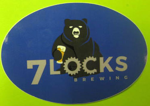 7 LOCKS BREWING COMPANY small oval Beer STICKER Label w/ BEAR Rockville ...