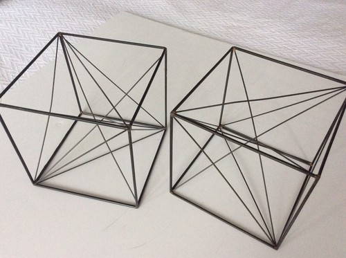 Pair of Square Metal Wire Art Objects | eBay