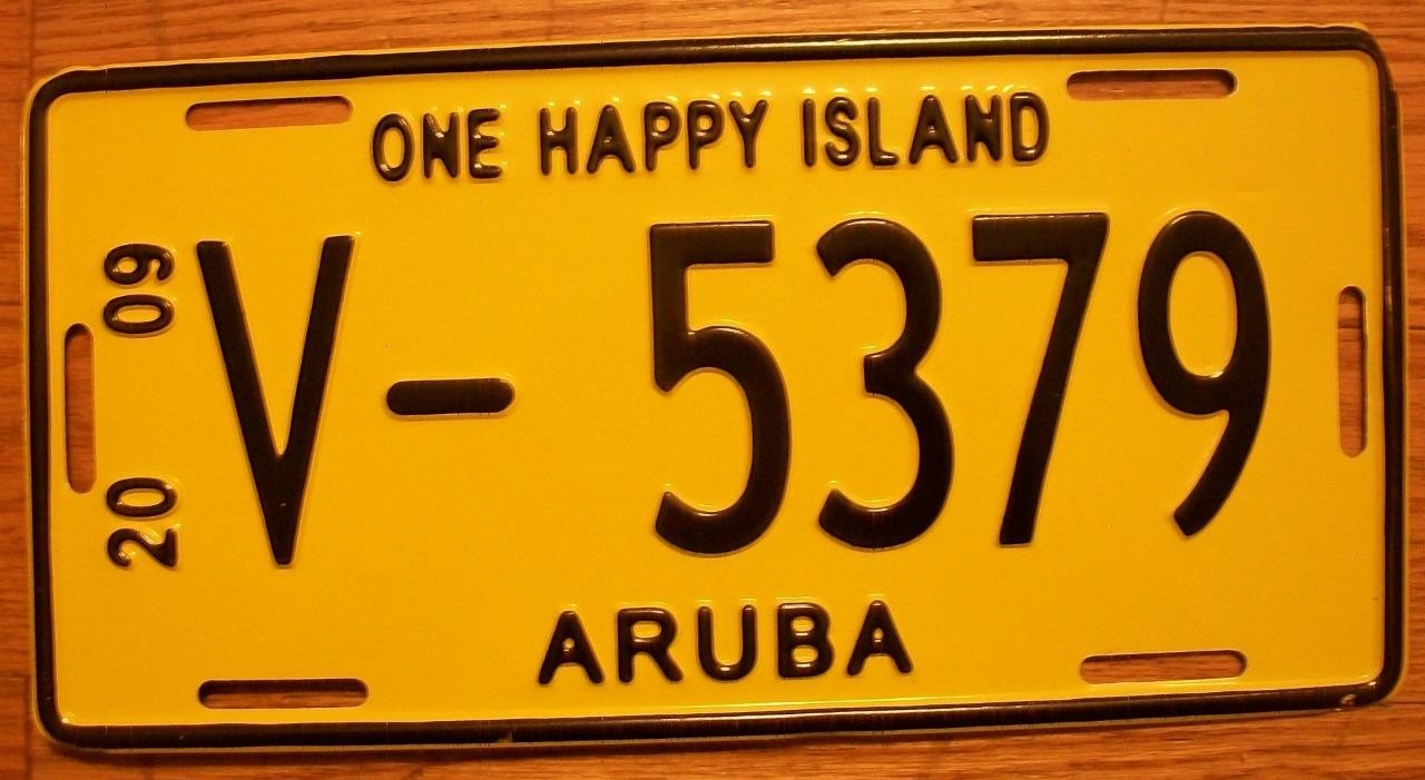 ARUBA, CARIBBEAN NETHERLANDS LICENSE PLATE - 2009 - V-5379 - ONE HAPPY ...