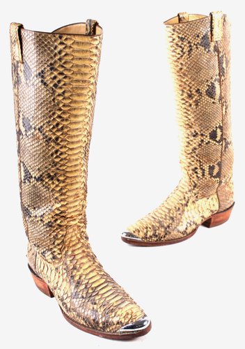 Vintage Tony Lama Full Python Snakeskin Cowboy Boots Men’s 13D Buckaroo ...
