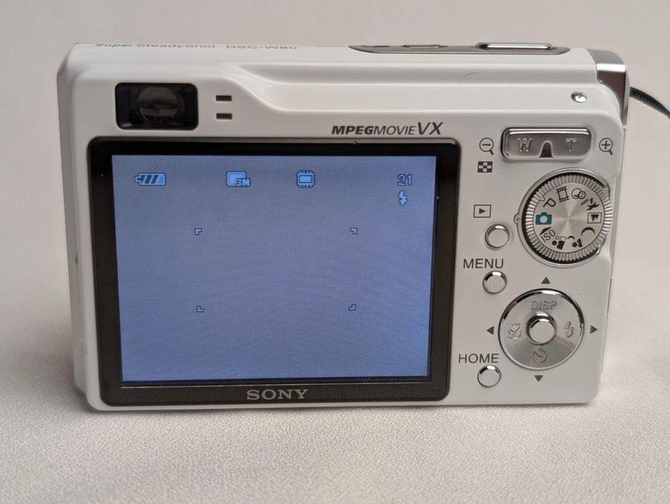Sony Digital Camera DSC-W80 White Cyber Shot White 3.0x 7.2MP Zoom Work ...
