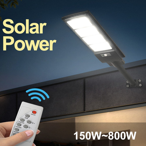 Solar Power Street Light 150W-800W IP65 Waterproof w/ Pole Remote Radar ...