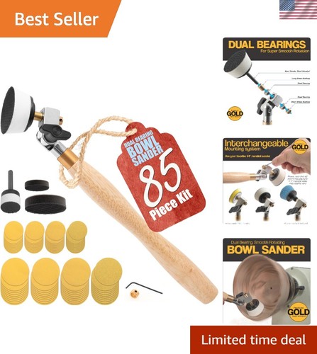 Bowl Sander Tool Kit w/Dual Bearing Head & Hardwood Handle | 85PC Wood ...