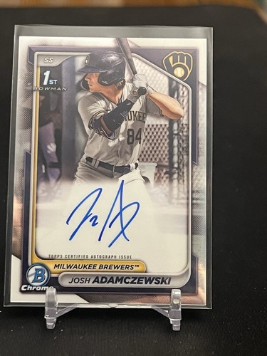 Josh Adamczewski 2024 Bowman Chrome 1st On Card Auto Milwaukee Brewers ...