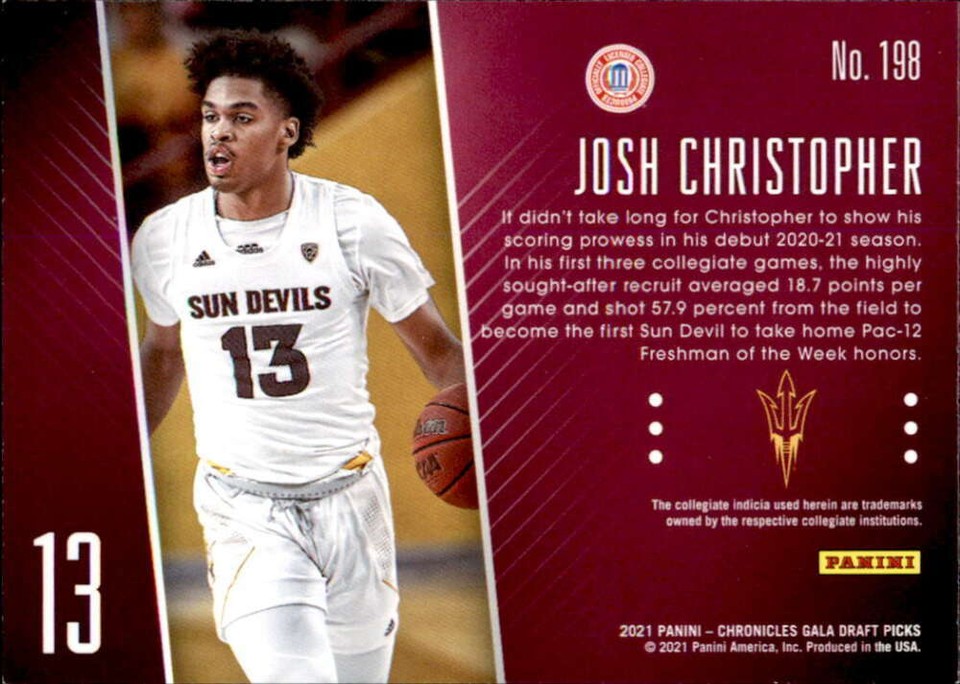 2021-22 Chronicles Draft Picks Gala Rookies #198 Josh Christopher ...