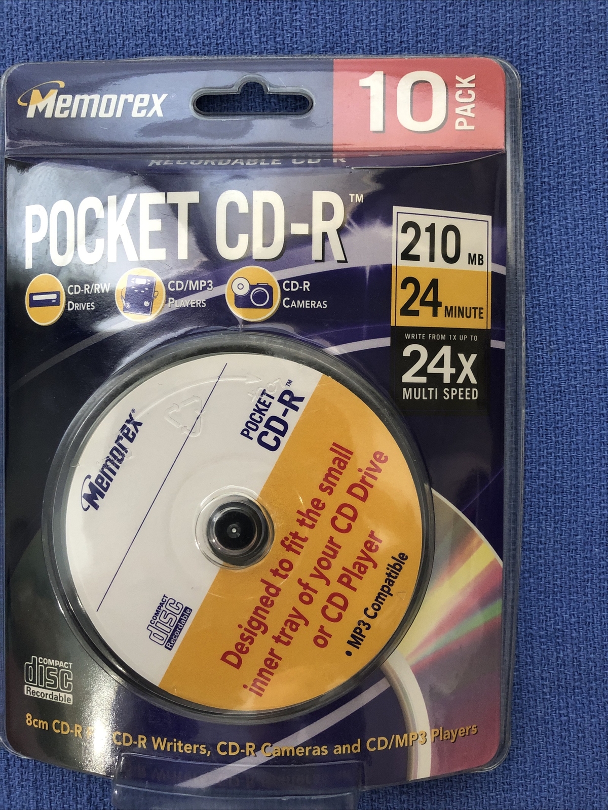Memorex 10 Pack Pocket CD-R 210MB 24 Min. For Computers CD Players MP3 ...