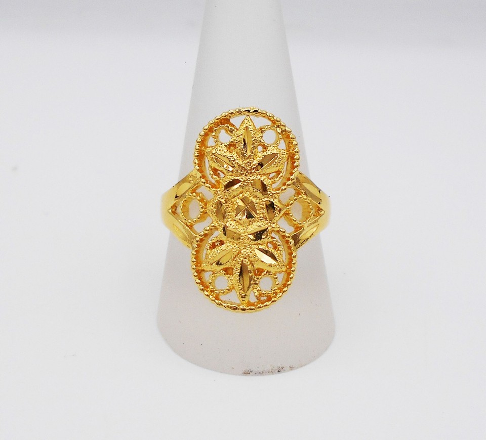 Women Jewelry Gold Ring Lai Thai 23K Thai Baht Yellow Gold Plated ...