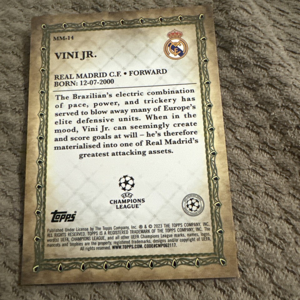 2022-23 Topps UEFA Merlin Chrome VINI JR Merlin's Masters Refractor SP ...